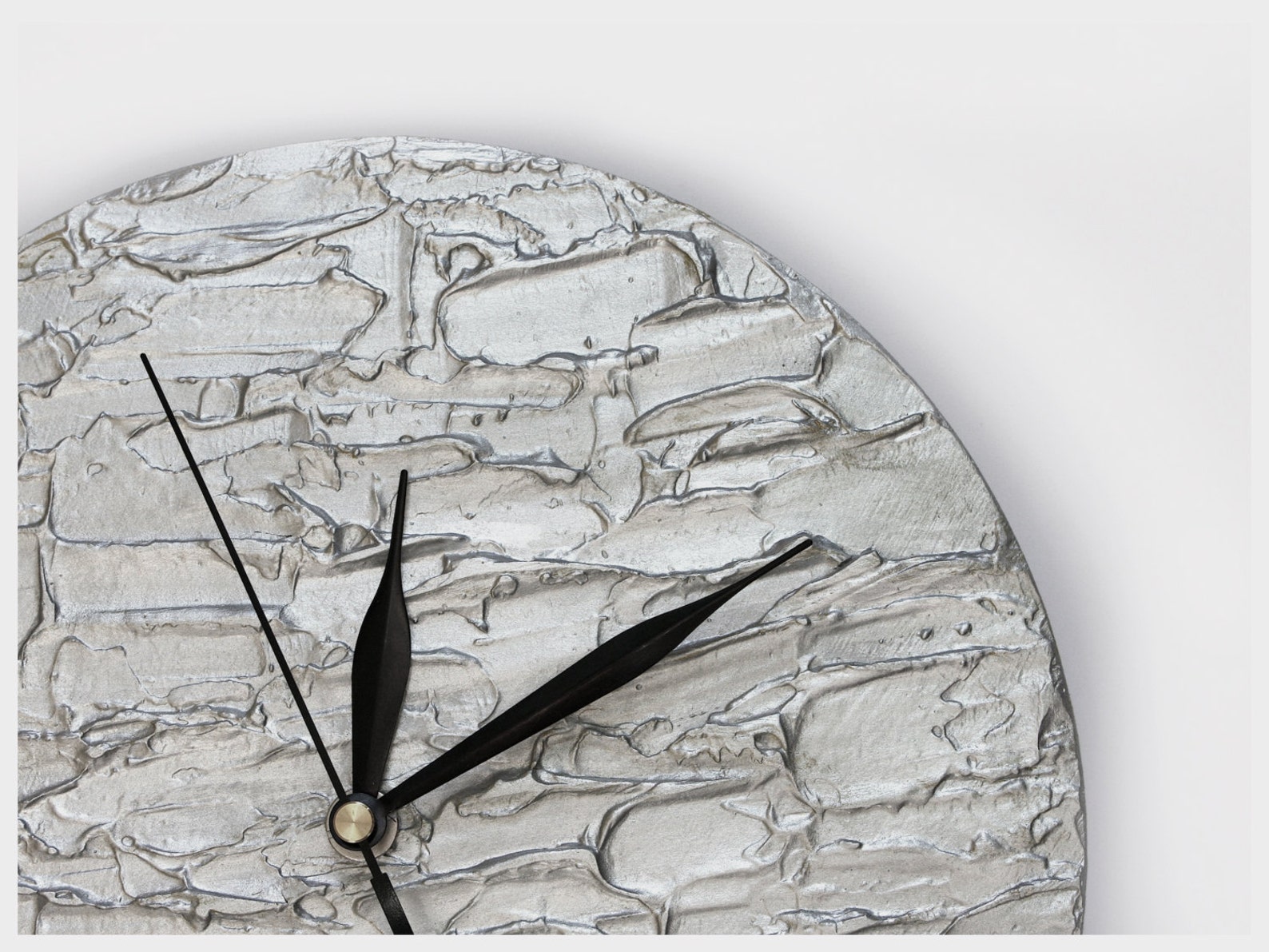 Silver Clock Modern Abstract WALL CLOCK Unique DESIGN yellow | Etsy