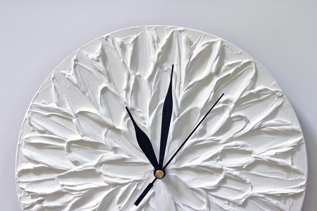 White Wall Clock WHITE Clock White Flower Unique Home Decor - Etsy