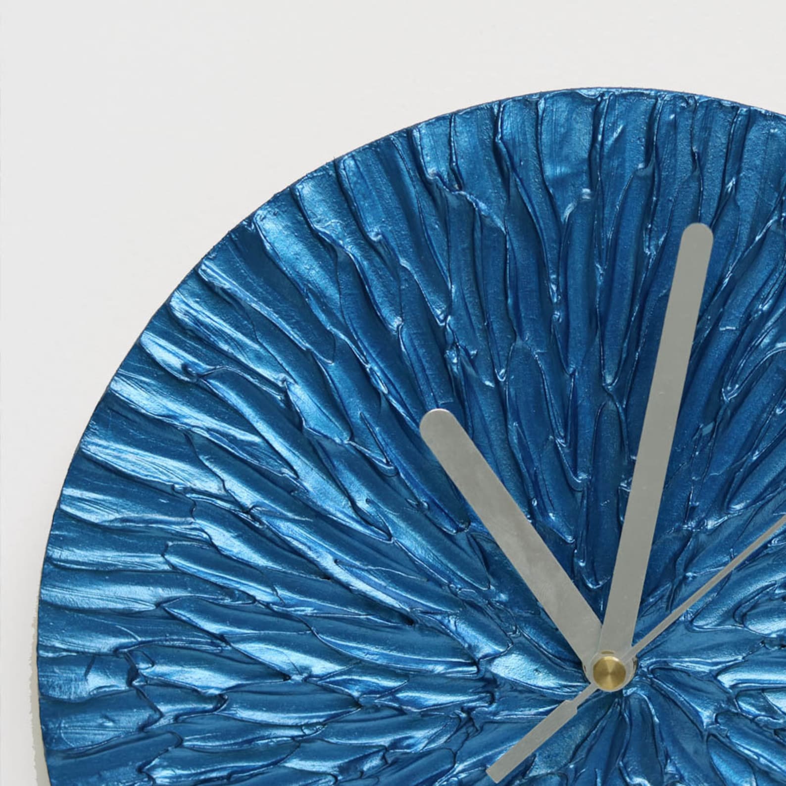 BLUE WALL CLOCK Modern Metallic Blue and Silver Office Decor - Etsy