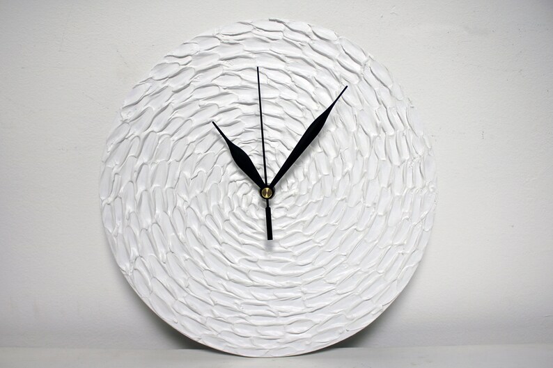 Scandinavian White Home Decor, WHITE Clock Modern WALL CLOCK, White ...