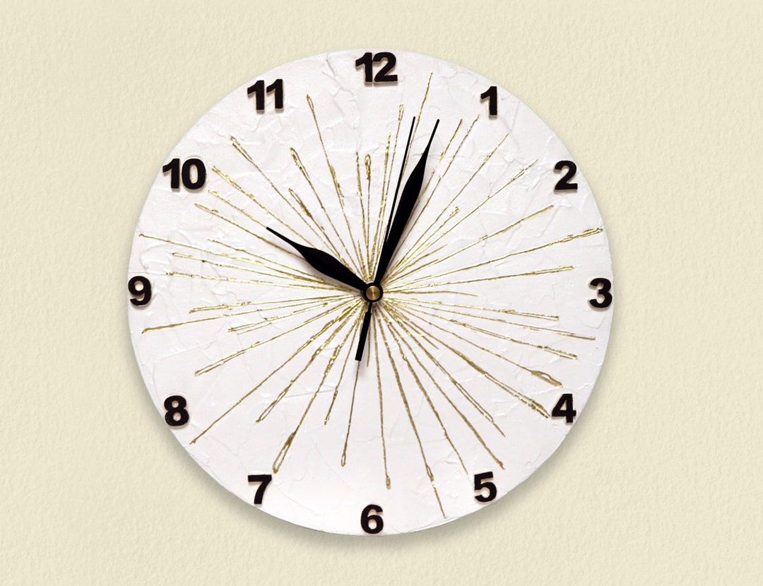 White Clock Black and White Wall Decor Modern WALL CLOCK With Numbers ...