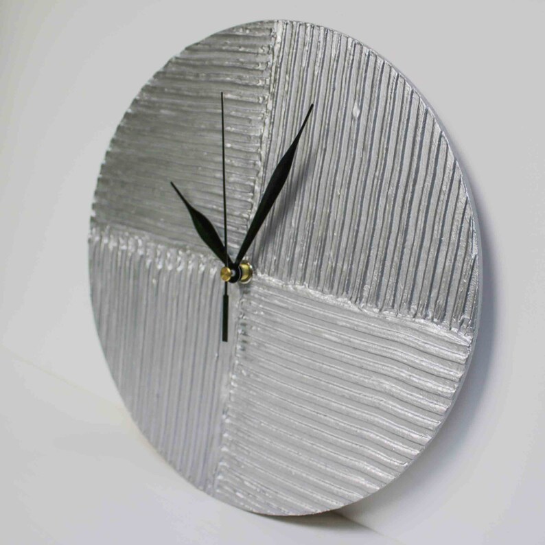 Unique SILVER CLOCK Modern Wall Clock Office Decor - Etsy