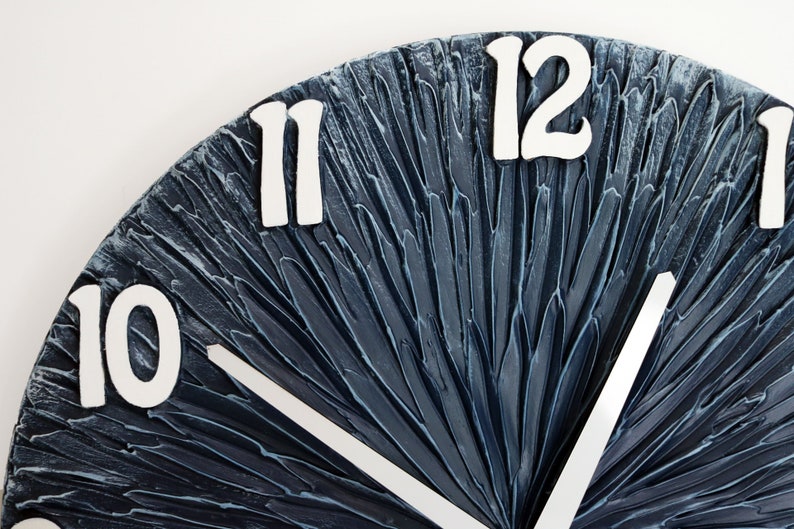 Large Navy BLUE WALL CLOCK Dark Blue Home Decor With White - Etsy