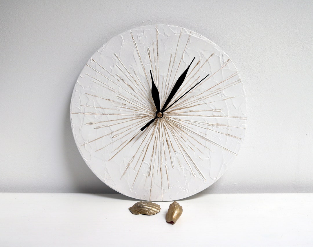 White Clock, Modern WALL CLOCK White Wall Clock Wood Clock Home Decor ...