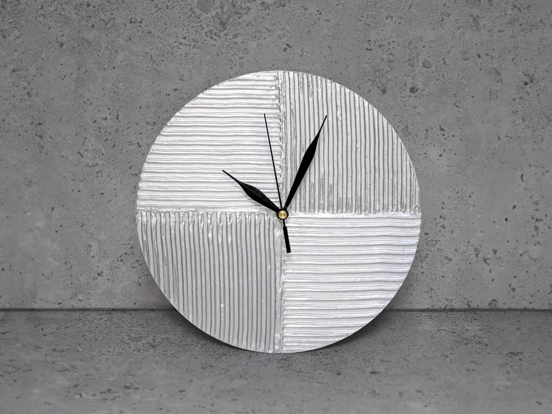 Unique SILVER CLOCK Modern Wall Clock Office Decor - Etsy