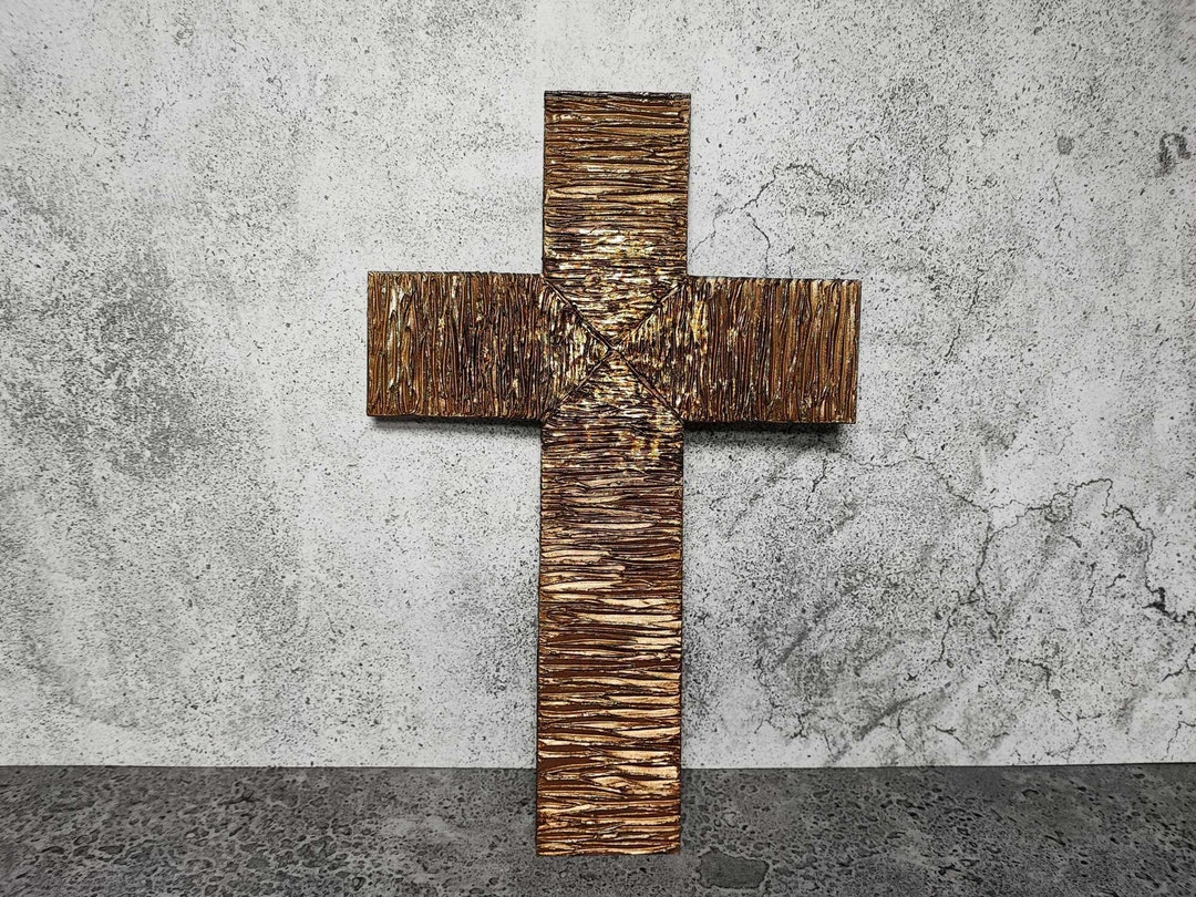 Unique Christian Cross, Bronze and Gold Colors Crucifix Wall Decor ...
