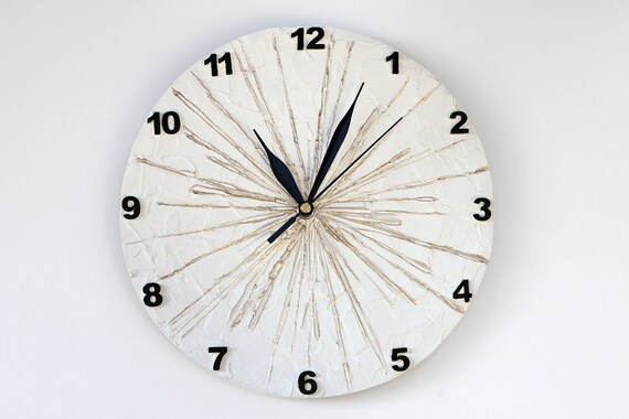 White Clock Black and White wall decor Modern WALL CLOCK with | Etsy