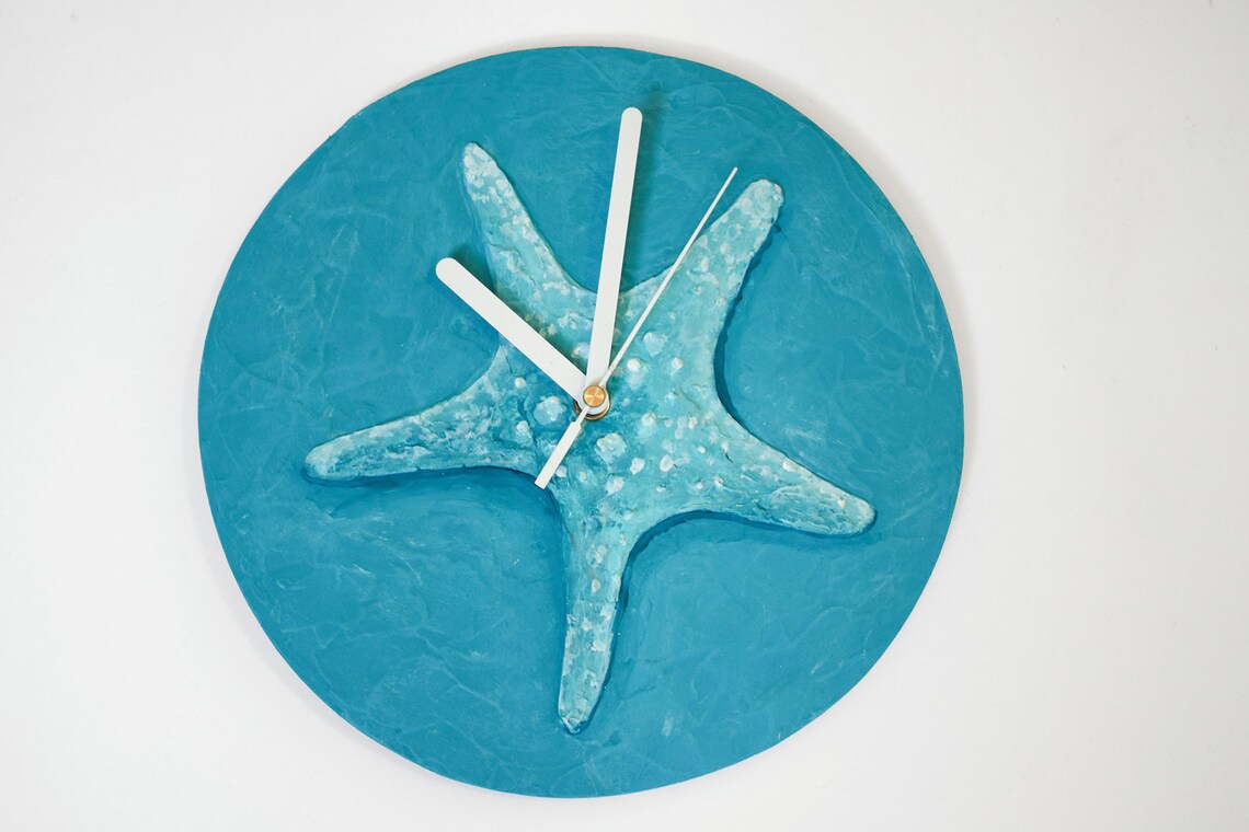 Starfish Clock Beach House Wall Clock Turquoise Blue Unique - Etsy UK