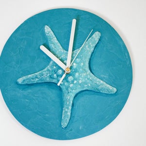 Starfish Clock Beach House Wall Clock Turquoise Blue Unique Clock ...