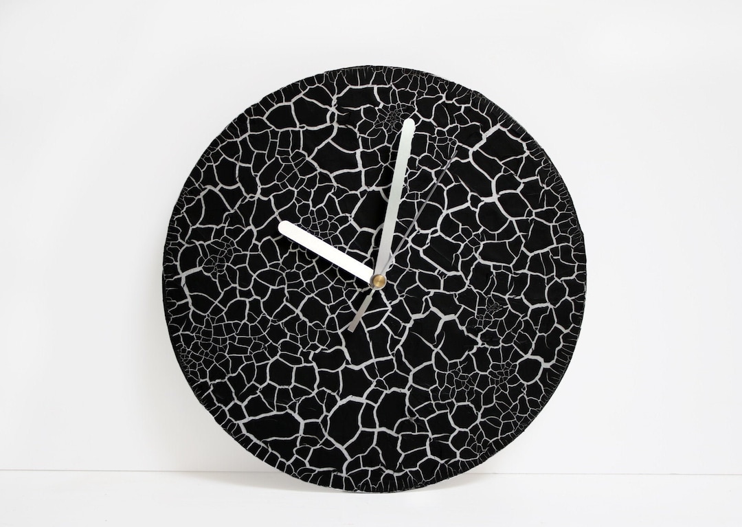 Black and Silver Clock Modern WALL CLOCK, Black Home Decor Minimalist ...