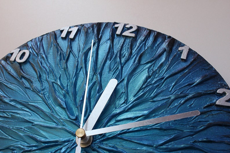 Metallic BLUE WALL CLOCK Blue Clock Modern Wall Clock Blue - Etsy
