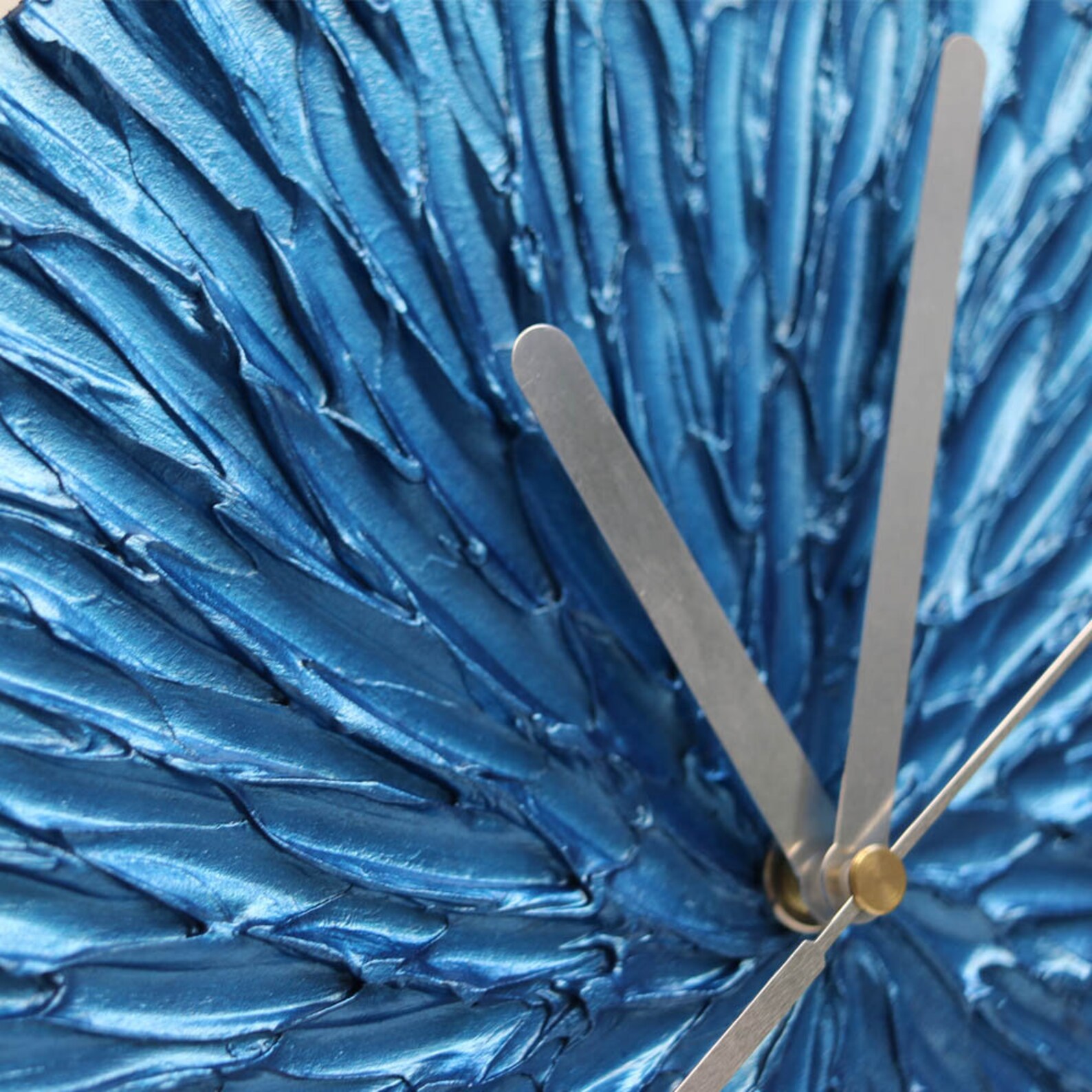 BLUE WALL CLOCK Modern Metallic Blue and Silver Office Decor - Etsy