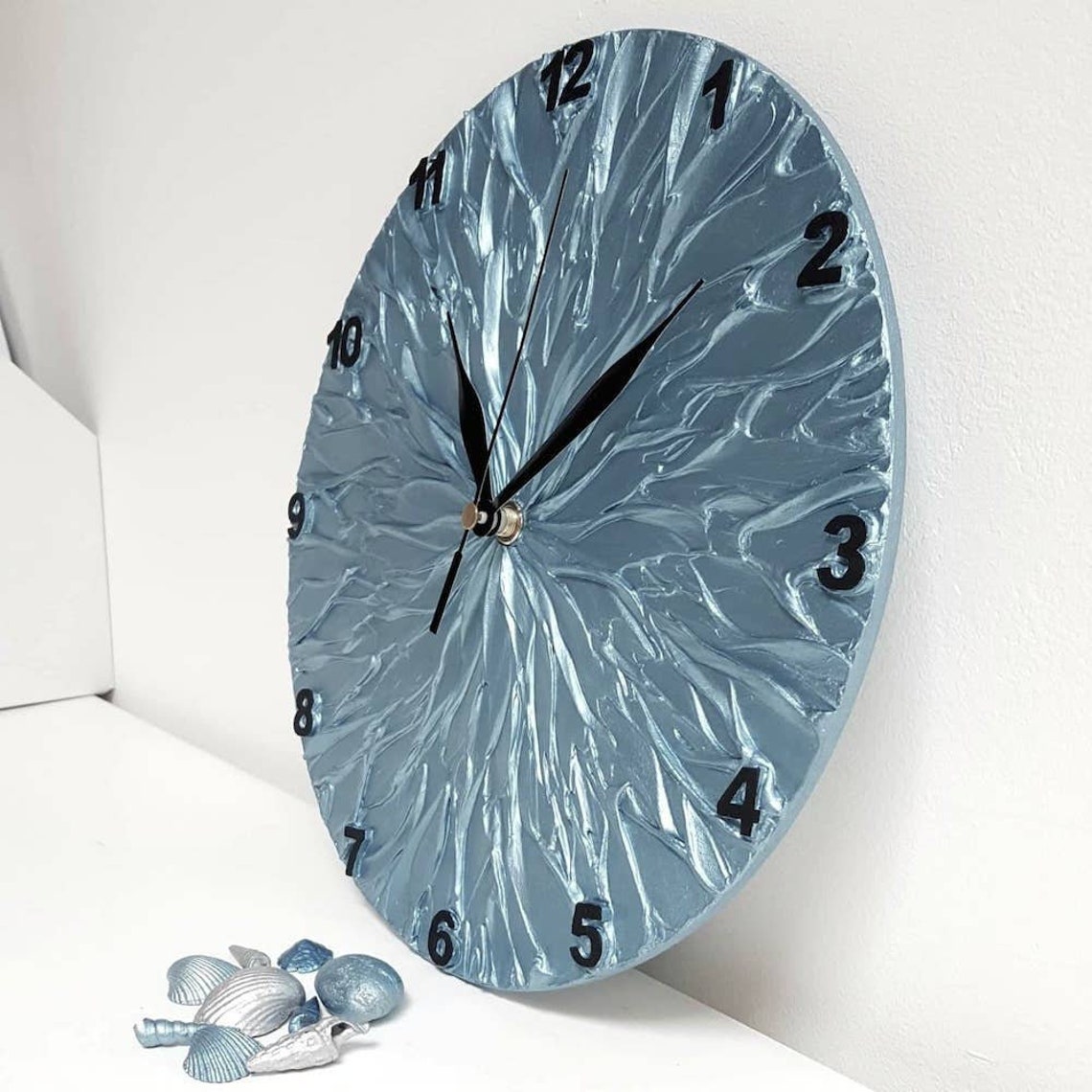 Blue Wall Clock Unique Home Decor Gift for Him - Etsy