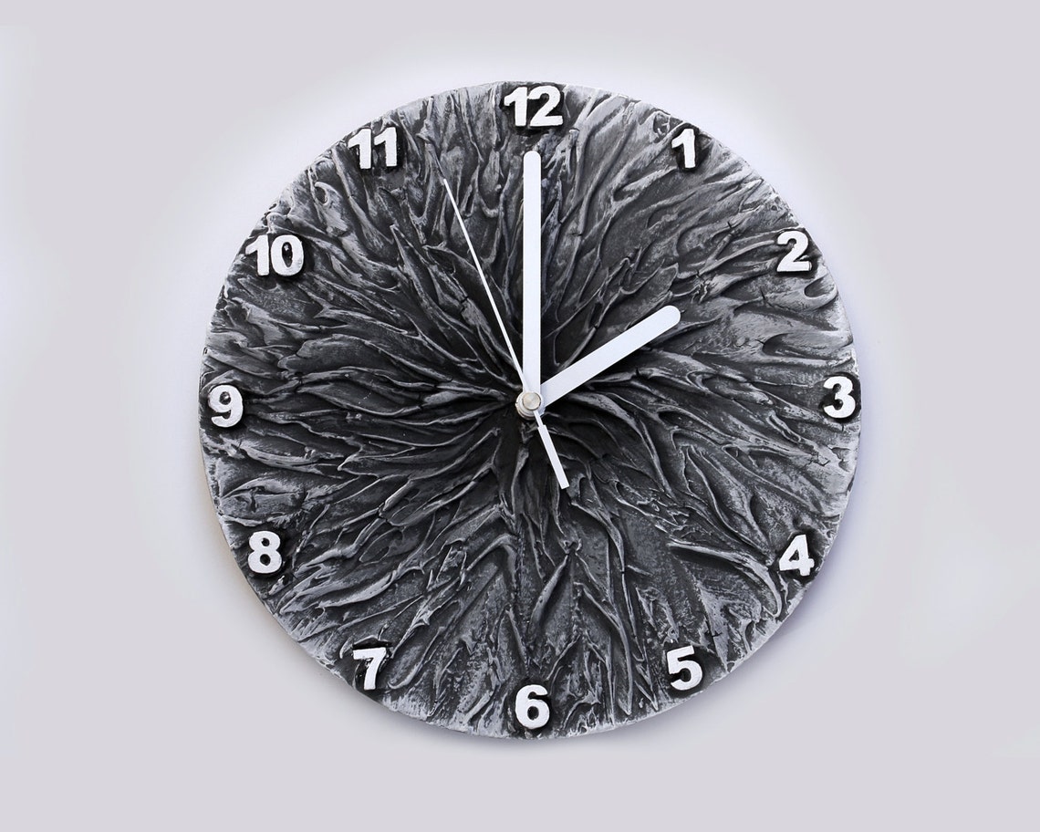 GRAY WALL CLOCK Art Wall Clock Unique Wall Clock Gray Clock - Etsy