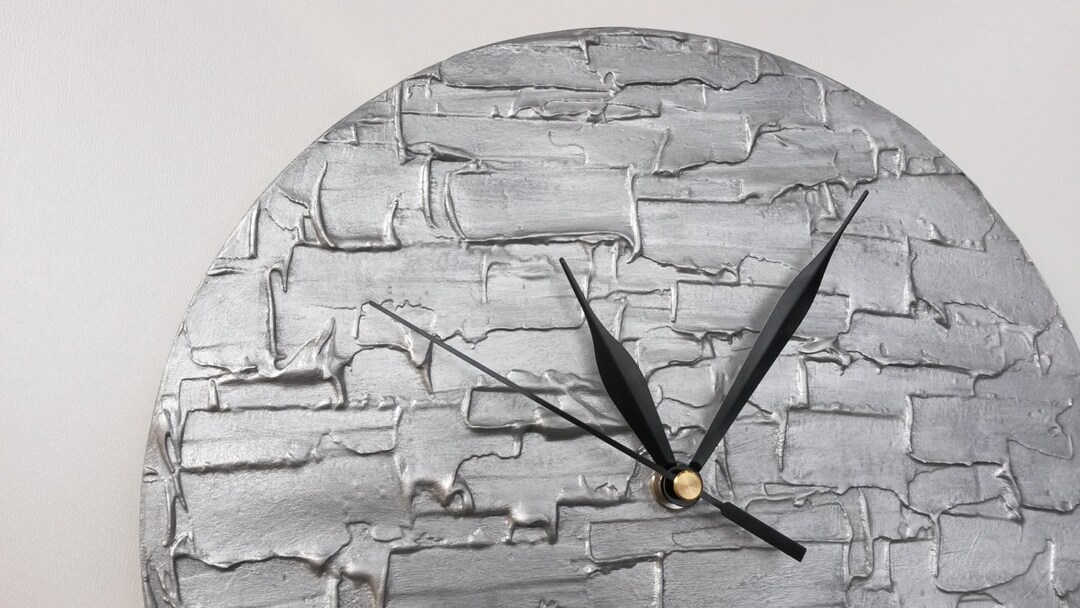 Silver Clock Modern Abstract WALL CLOCK Unique DESIGN Yellow Silver ...