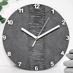 GRAY Minimalist WALL CLOCK With Numbers Gray Home Decor, Man Cave Clock ...