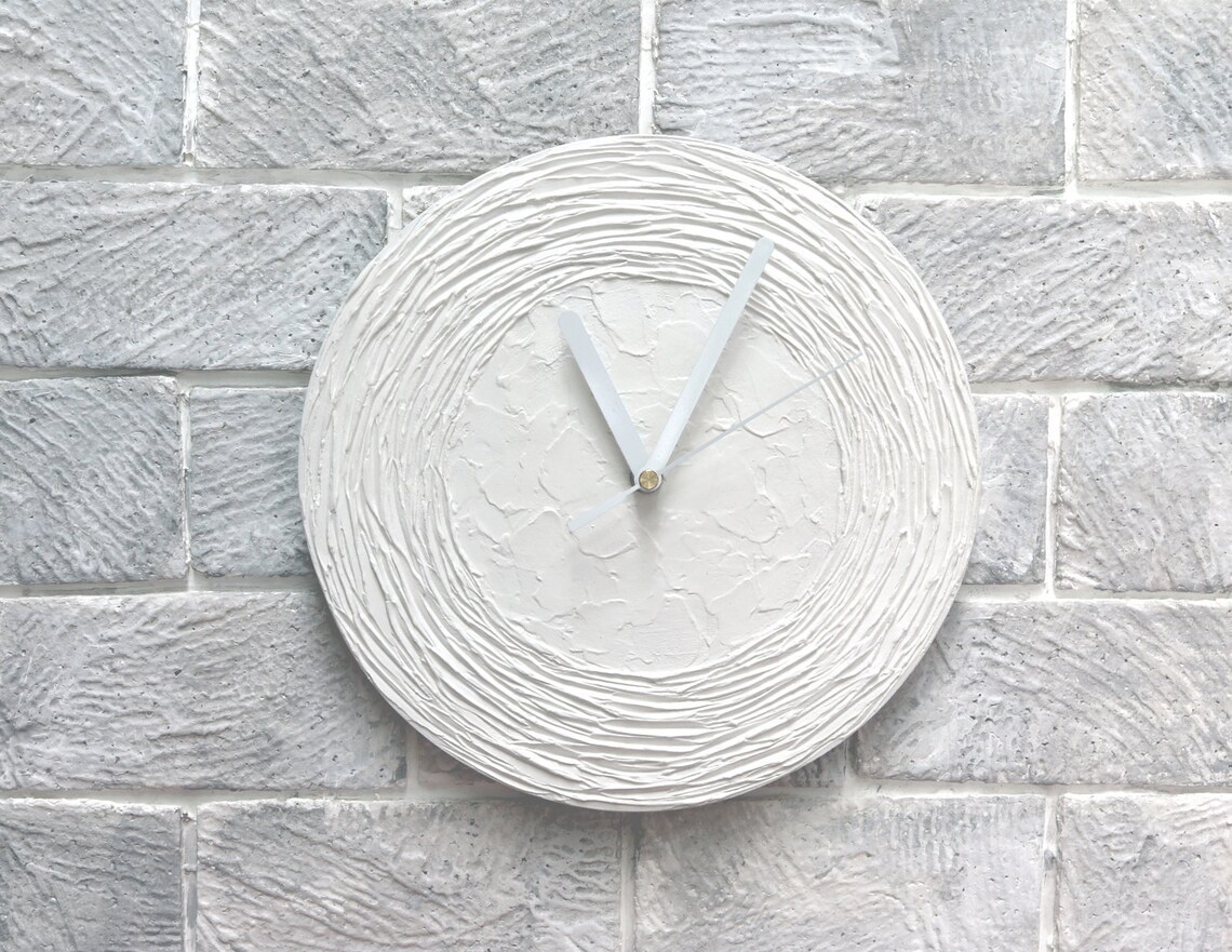 WHITE Clock Modern WALL CLOCK White Home Decor White wall | Etsy
