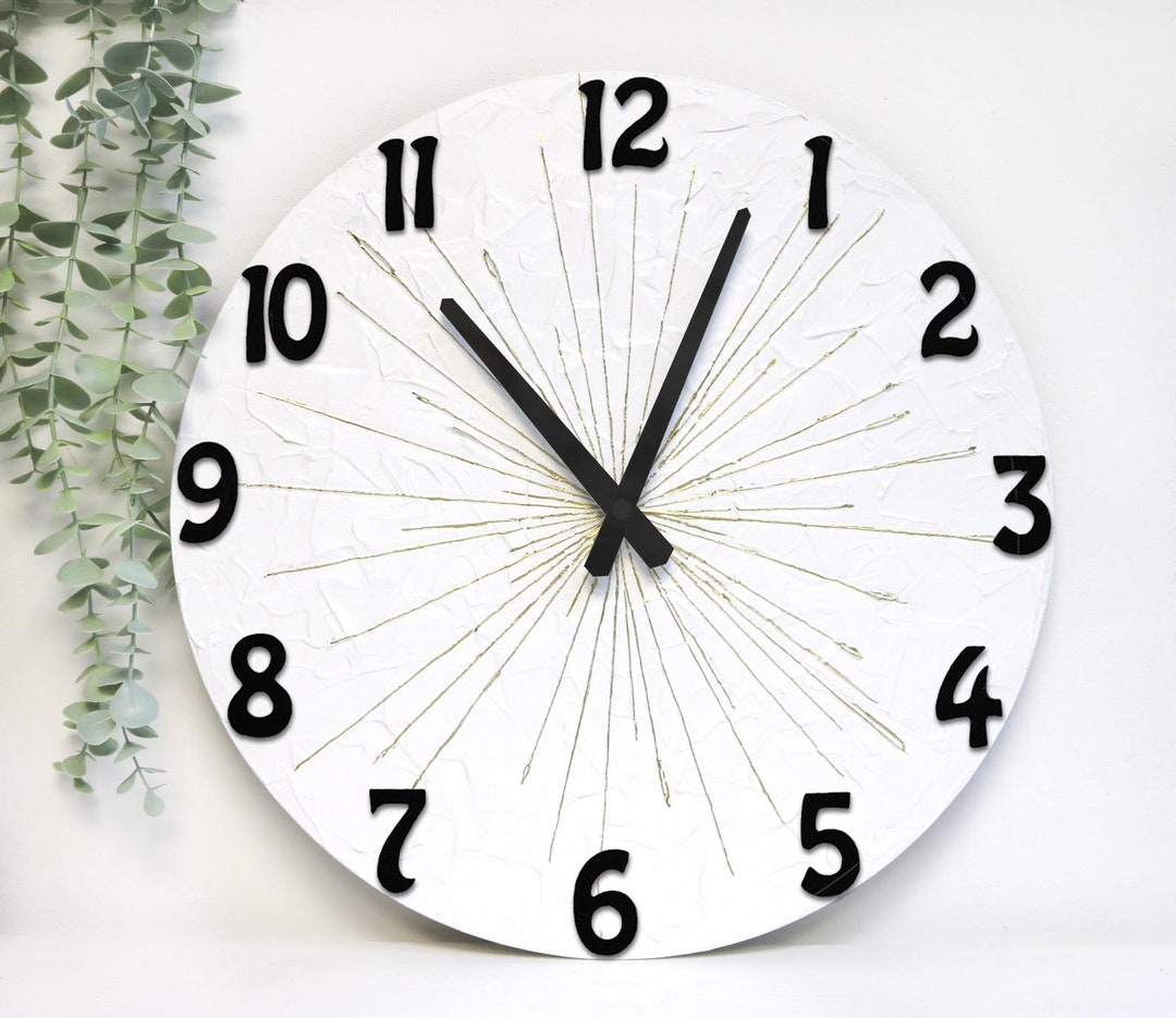 Gold and WHITE CLOCK Unique Minimalist Wall Decor - Etsy