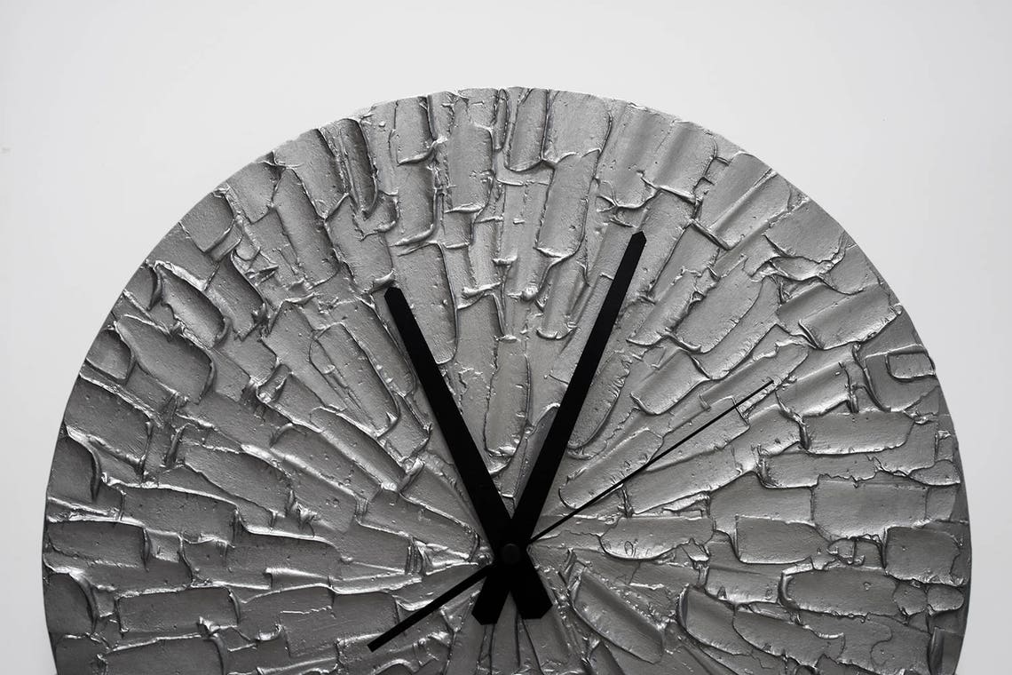 Gray Wall Clock Modern Home Decor Man Cave Clock Gray Office Wall Decor ...