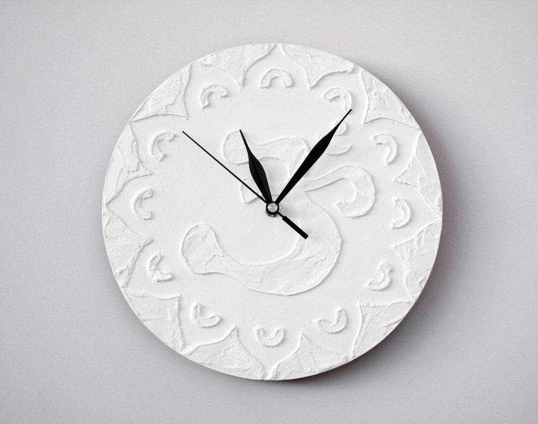 White Wall Clock White Clock Modern WALL CLOCK Gold and White Wall ...