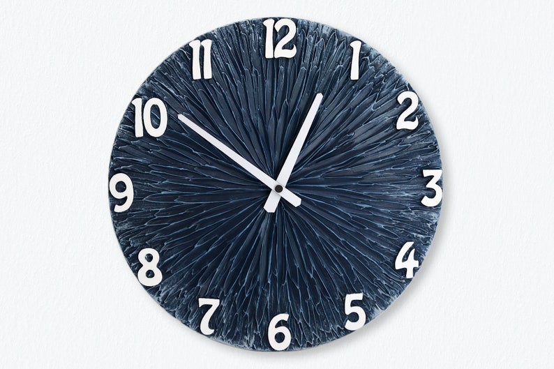 Large Navy BLUE WALL CLOCK Dark Blue Home Decor With White - Etsy