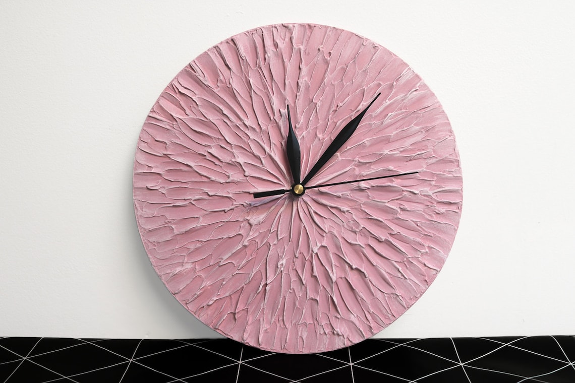 Pink Clock Modern WALL CLOCK Pink Home Decor Pink Wall - Etsy