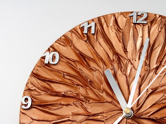 COPPER Color WALL CLOCK Copper and Silver Original Painting - Etsy
