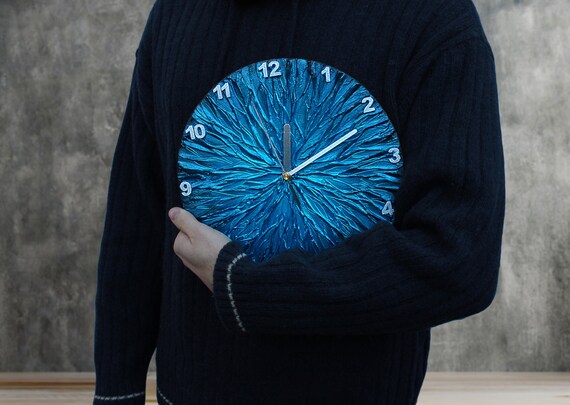 Metallic BLUE WALL CLOCK Blue Clock Modern Wall Clock Blue - Etsy