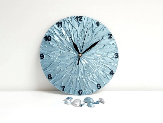 Blue Wall Clock Unique Home Decor Gift for Him | Etsy