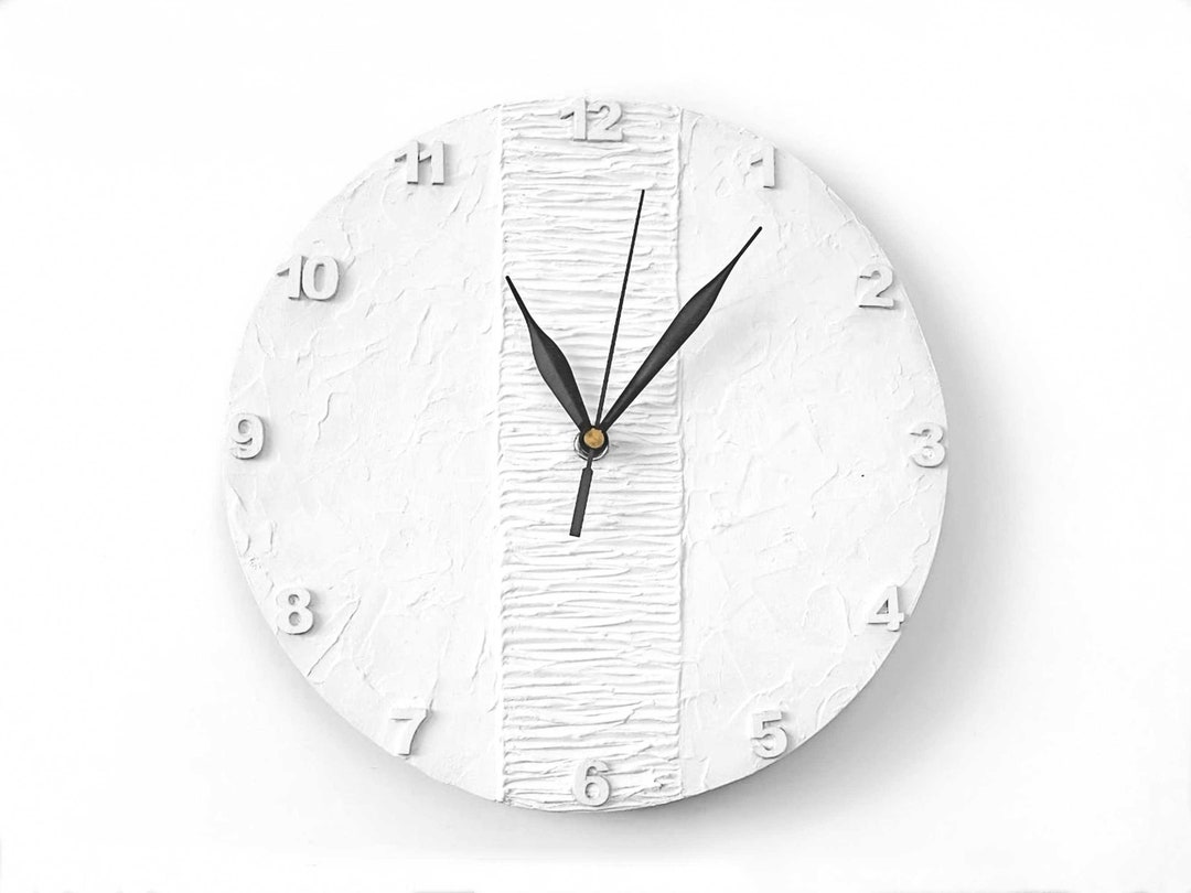 WHITE Clock Modern WALL CLOCK, White Wall Clock Office White Home Decor ...