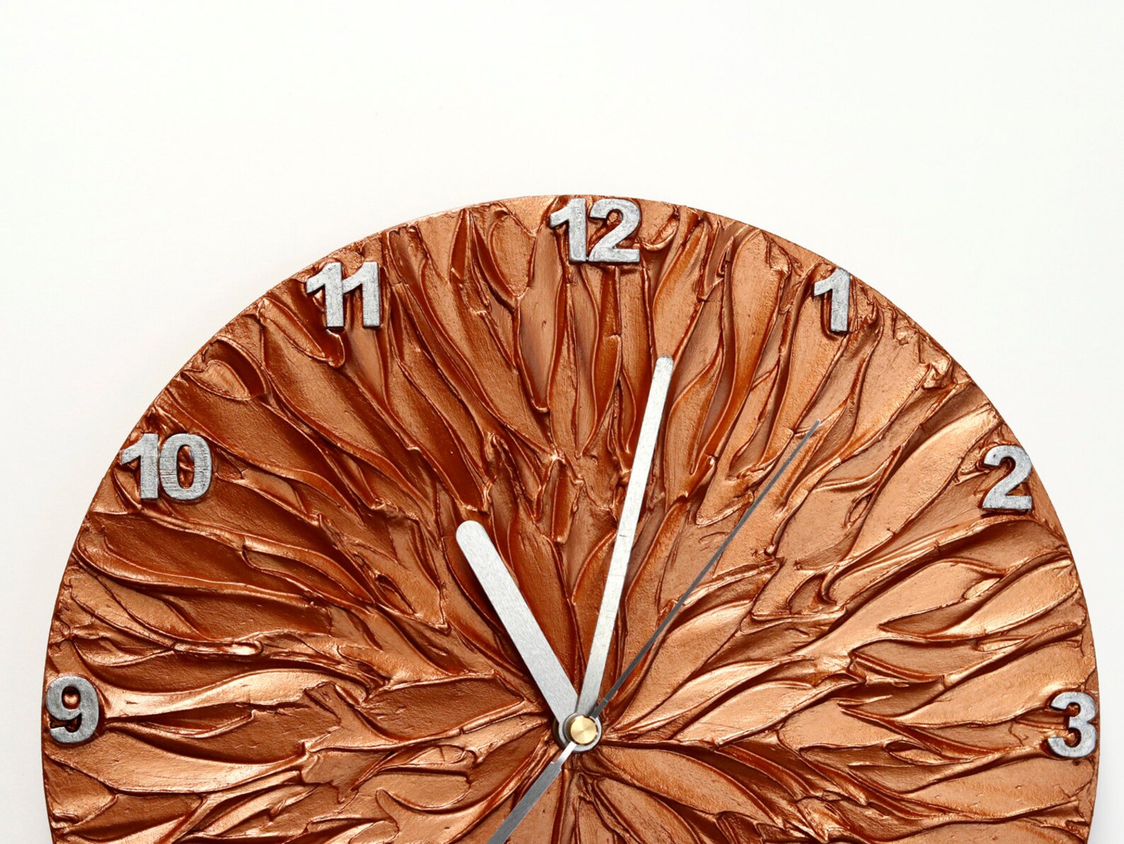COPPER Color WALL CLOCK Copper and Silver Original Painting - Etsy