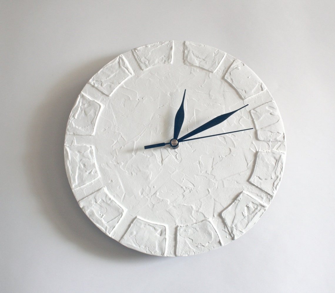 WHITE Clock Modern WALL CLOCK, White Wall Clock, White Home Decor ...