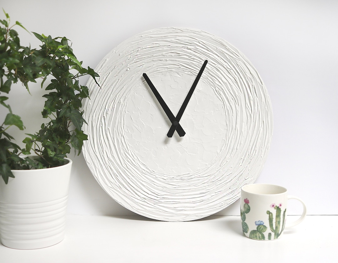 LARGE WALL CLOCK, White Clock White Home Decor Wedding Gift, White Wall ...