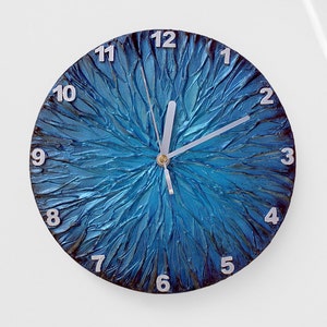 Metallic BLUE WALL CLOCK, Blue Clock, Modern Wall Clock, Blue Office ...