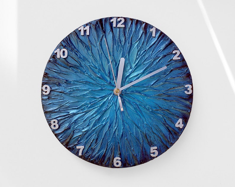Metallic BLUE WALL CLOCK Blue Clock Modern Wall Clock Blue - Etsy