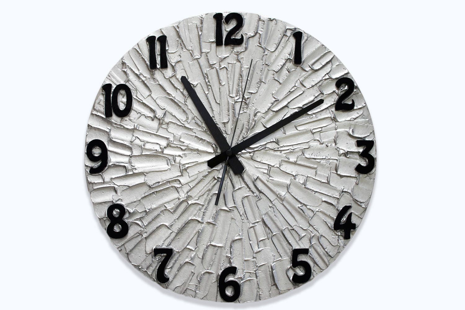 Silver Wall clock modern Home Decor Man Cave Clock office wall | Etsy