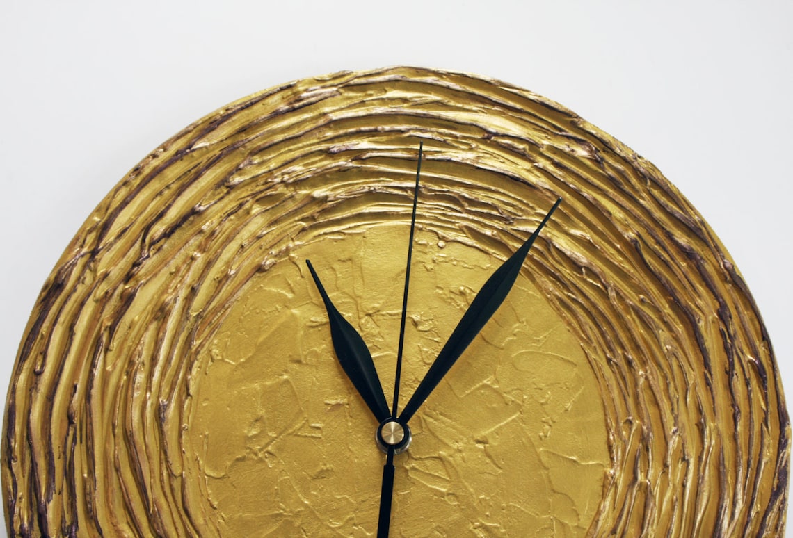 Modern WALL CLOCK, Golden Wall Clock, Gold Home Decor, Black Gold Decor ...
