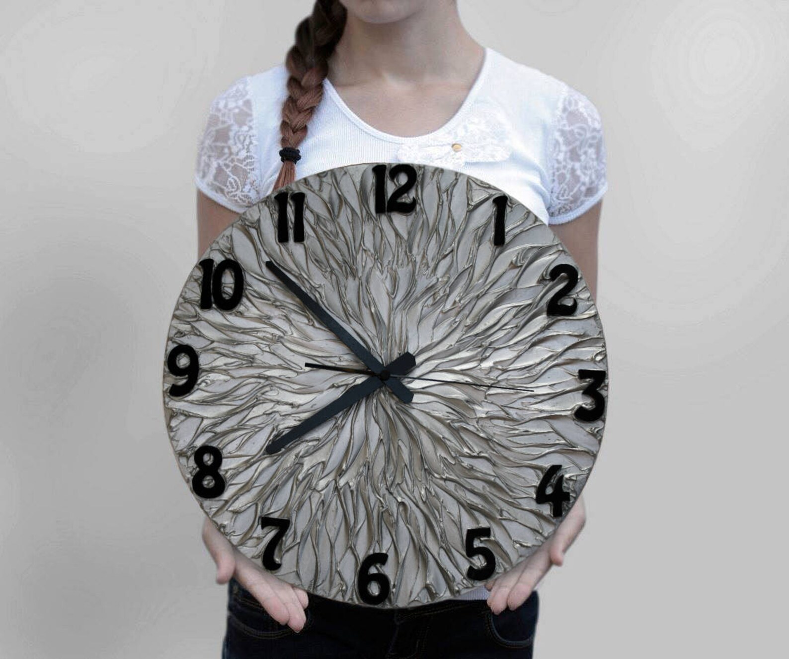 SILVER WALL CLOCK Modern Home Decor Man Cave Clock Office Wall | Etsy