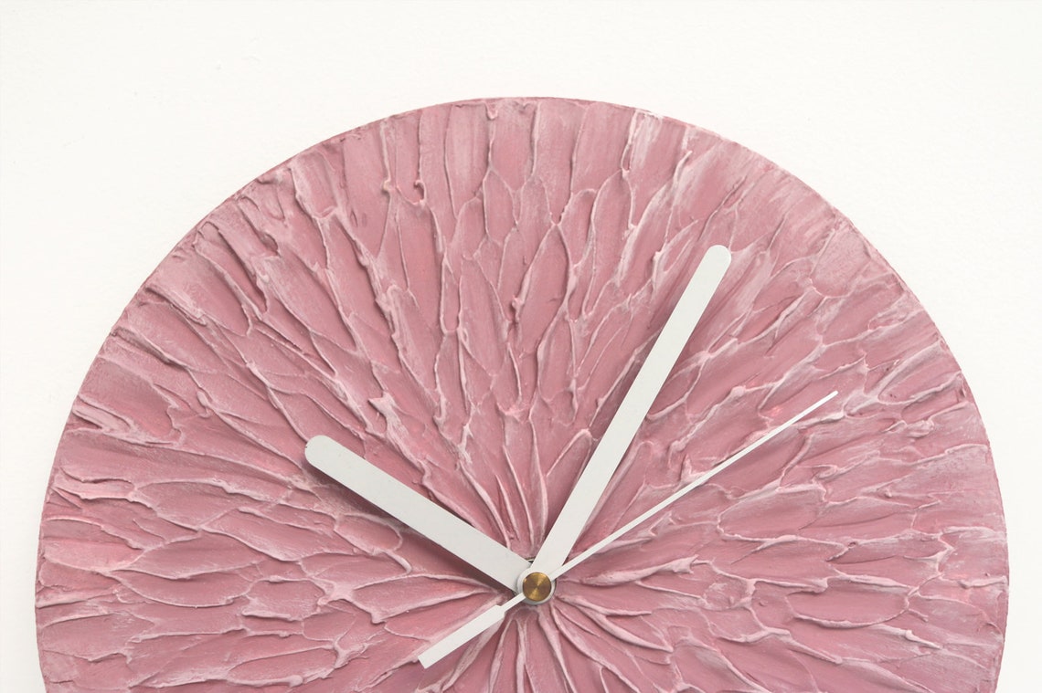 Pink Clock Modern WALL CLOCK Pink Home Decor Pink Wall - Etsy