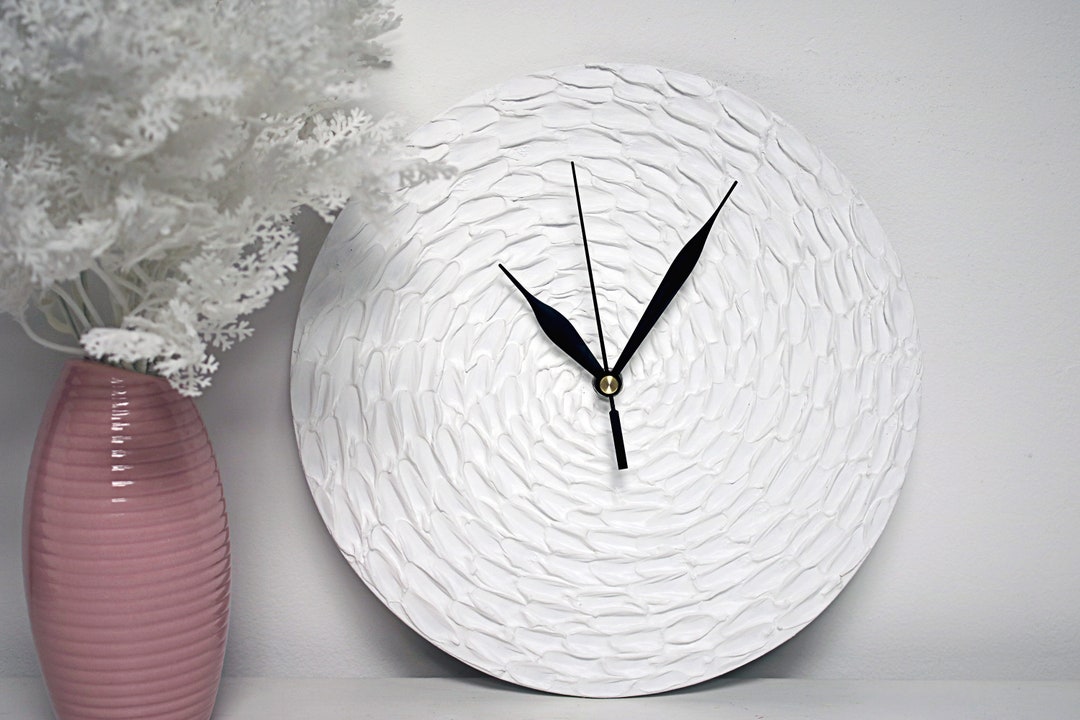 Scandinavian White Home Decor, WHITE Clock Modern WALL CLOCK, White ...
