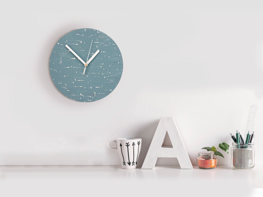 Modern WALL CLOCK UNIQUE Art Design Blue Gray Wall Decor - Etsy