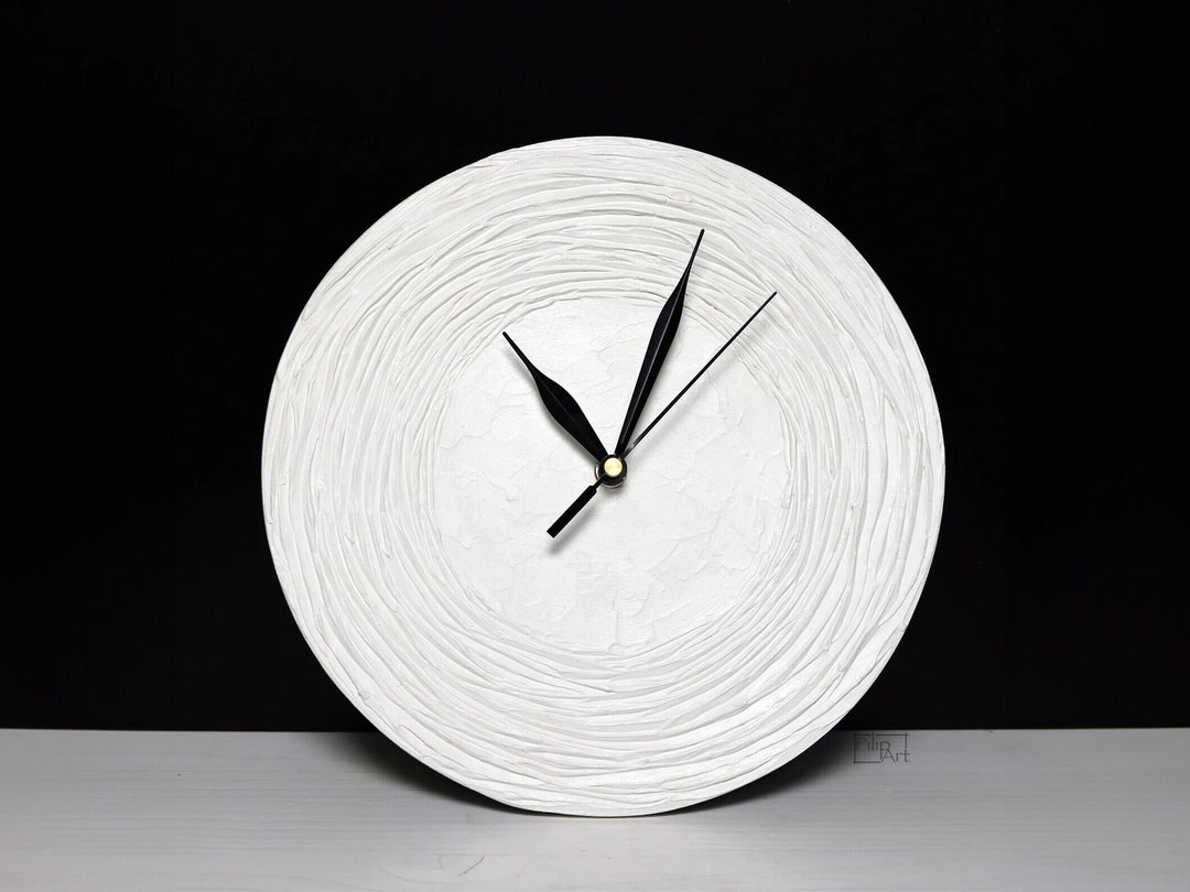 WHITE Clock Modern WALL CLOCK, White Home Decor, White Wall Clock ...