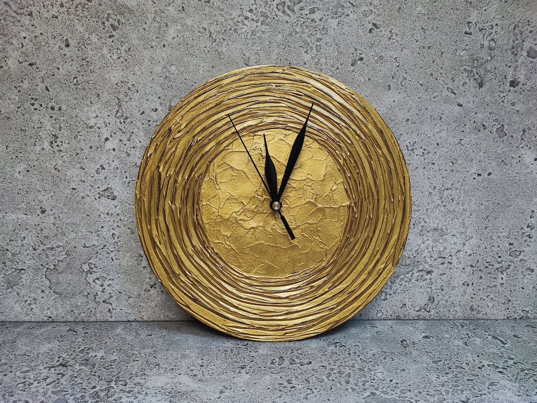 Modern WALL CLOCK, Golden Wall Clock, Gold Home Decor, Black Gold Decor ...