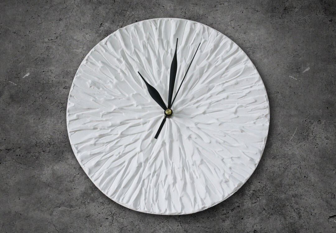 WHITE Clock Modern WALL CLOCK, White Wall Clock, Black and White Clock ...