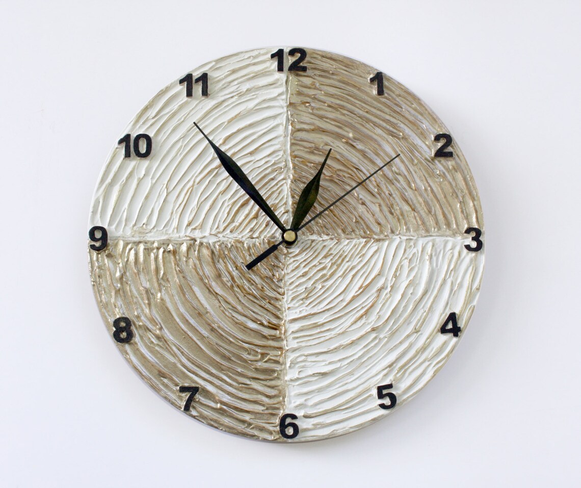 Modern WALL CLOCK With Numbers, White Wall Clock, Unique Clock, White ...
