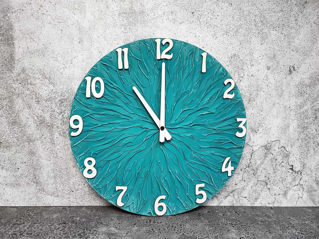 LARGE Turquoise WALL CLOCK, Turquoise Home Decor, Beach House Home ...