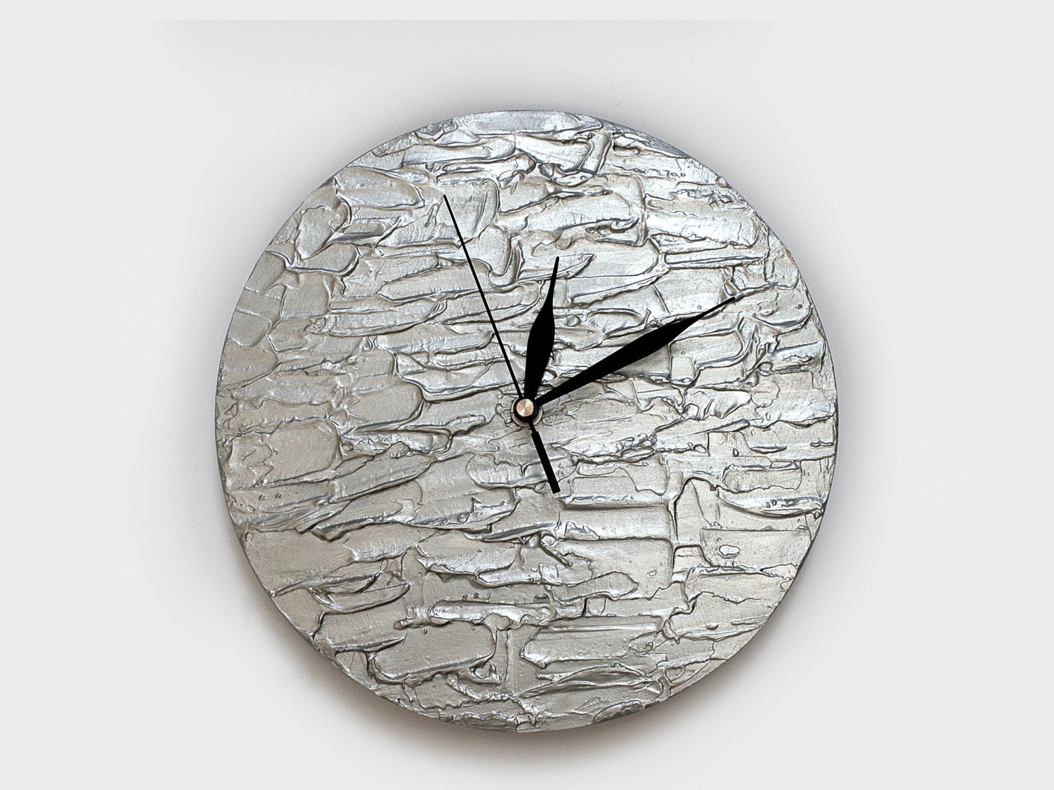 Silver Clock Modern Abstract WALL CLOCK Unique DESIGN Yellow Silver ...