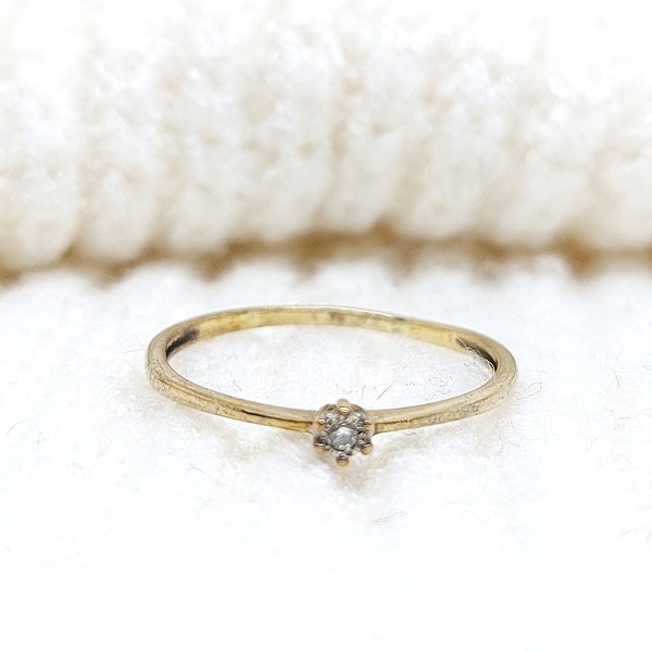 Tiny Diamond Ring - Etsy