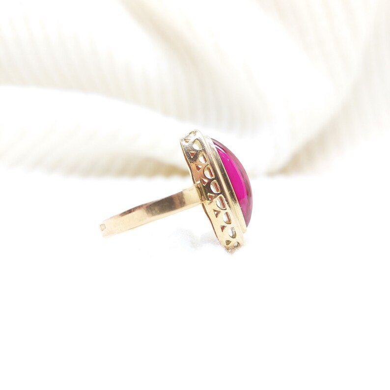 14k Gold Ruby Ring Rose Gold Ring Ruby Ring Chunky Ruby - Etsy