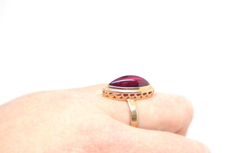 14k Gold Ruby Ring Rose Gold Ring Ruby Ring Chunky Ruby - Etsy